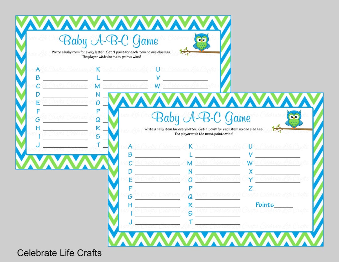 Baby ABC Game Baby Shower Game Printable Baby Shower Games - Etsy