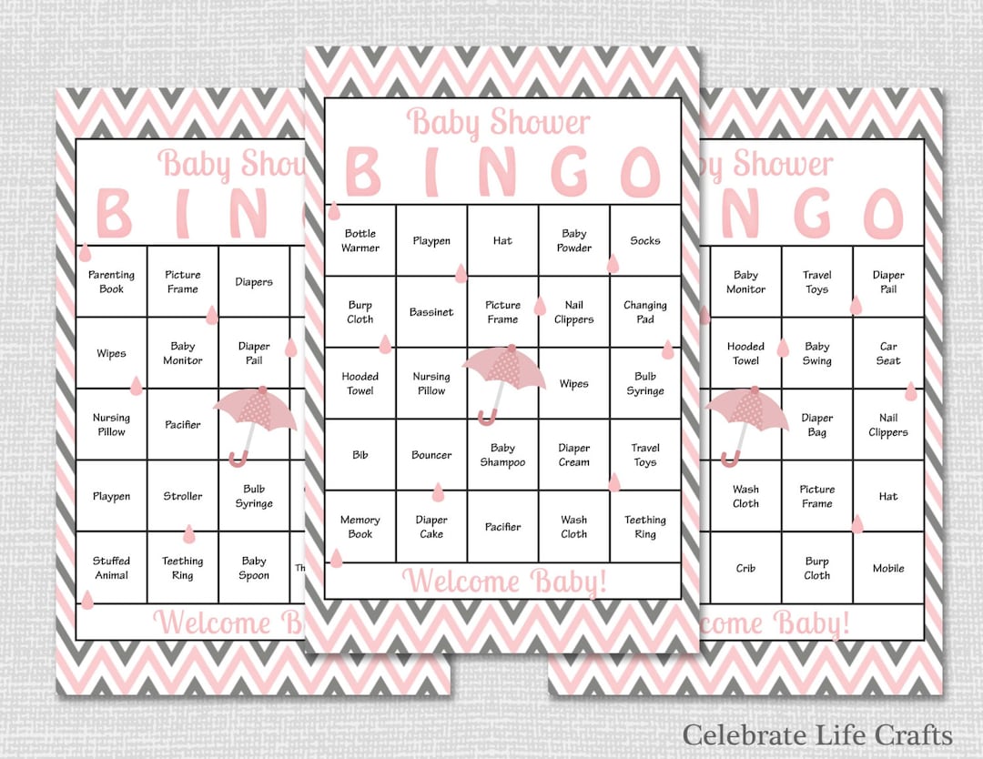 30 Pink Baby Shower Bingo Cards Download Printable Baby Shower Games ...