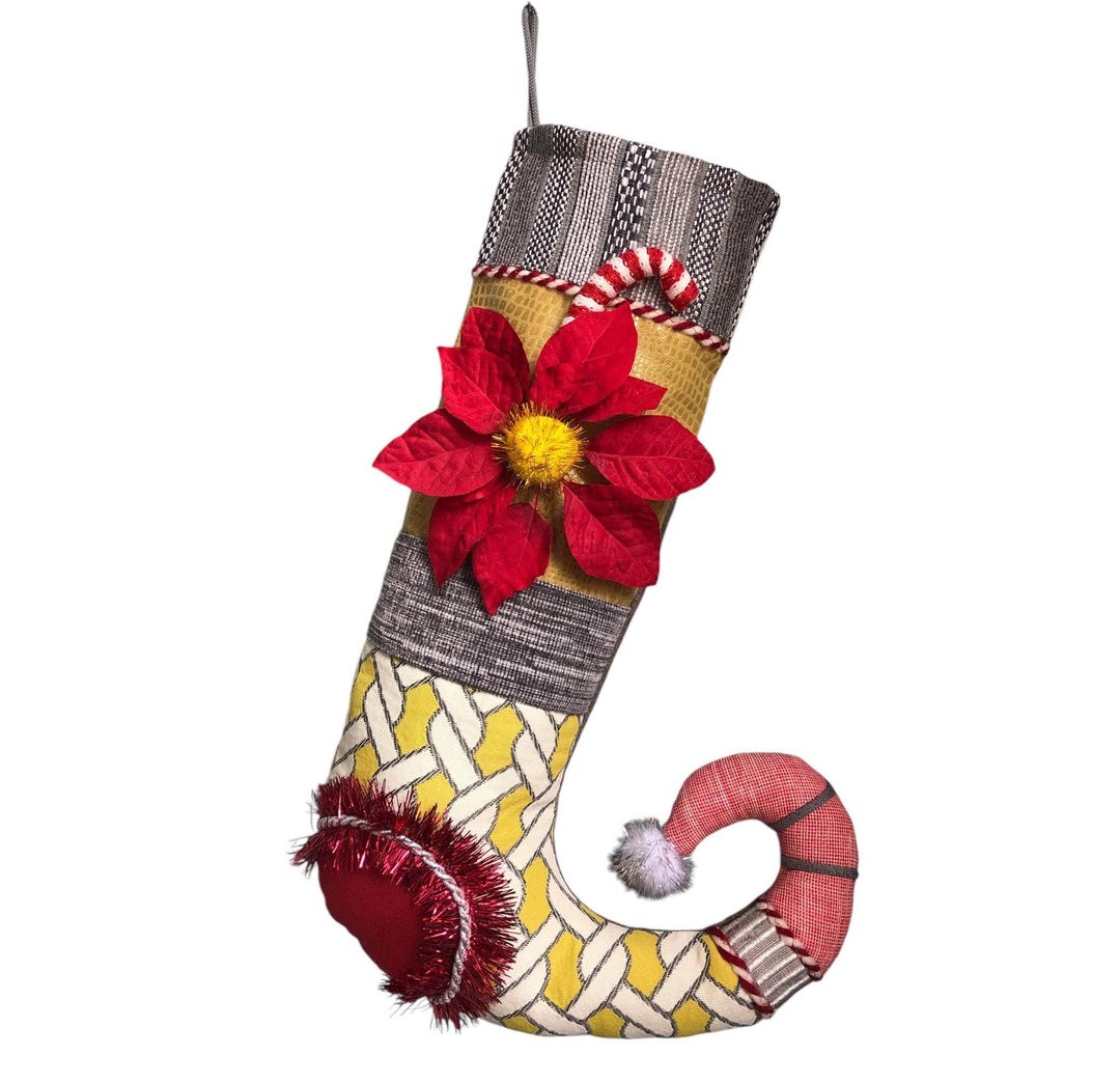 Red Poinsettia Christmas Stocking, Holiday Decor - Etsy