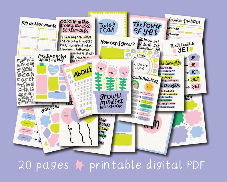 Growth Mindset Worksheets for Kids Printable Mental Health Journal It's ...
