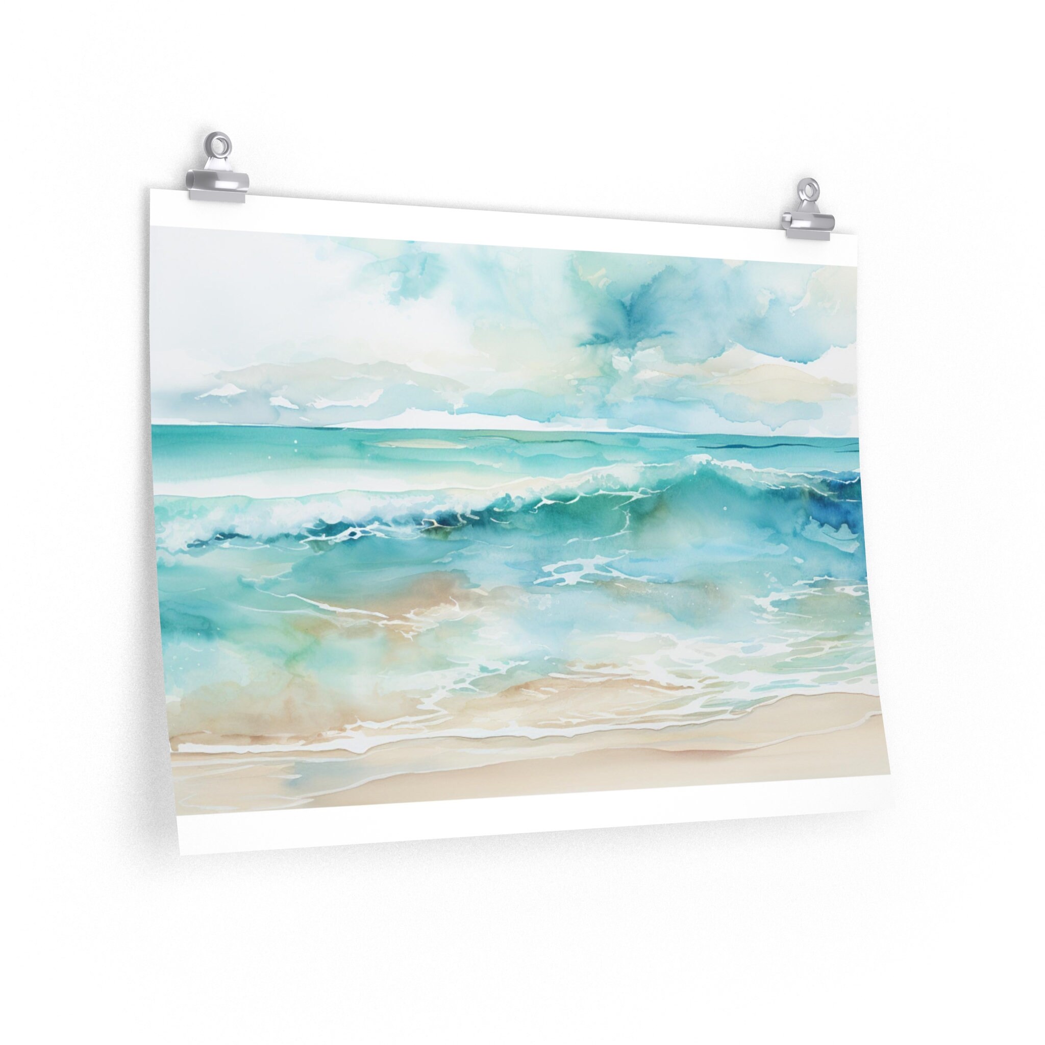 Ocean Watercolor Print, Coastal Wall Art, Abstract Watercolor | Coastal ...