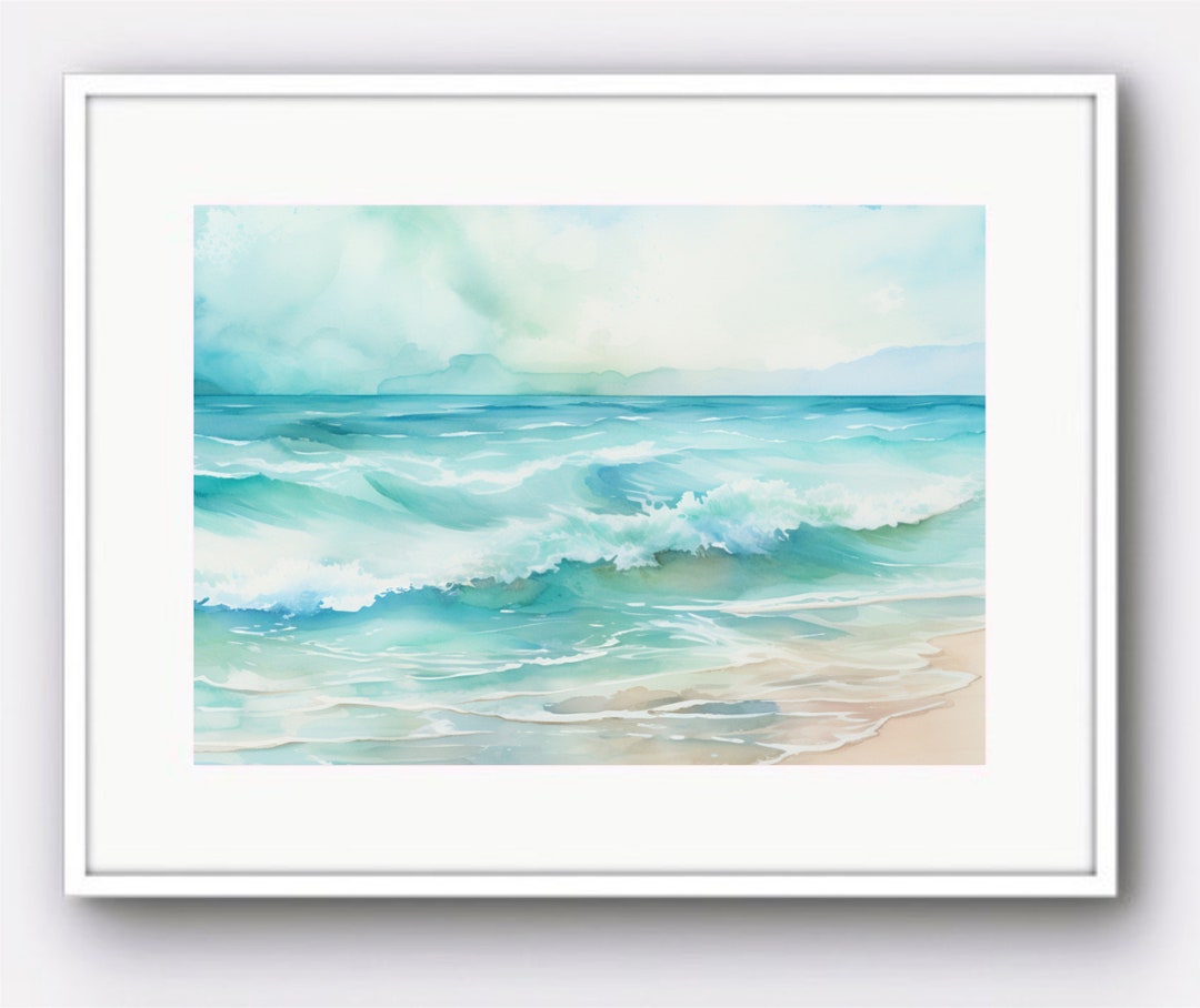 Ocean Watercolor Print, Coastal Wall Art, Abstract Watercolor | Coastal ...