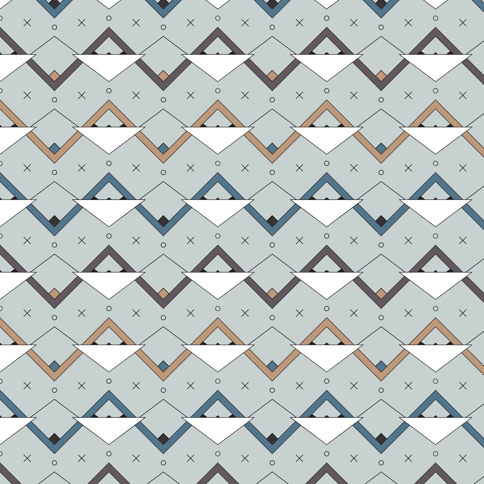 Zig Zag Triangle Blue Print - Digital Pattern Repeat, Zig Zag Triangles ...