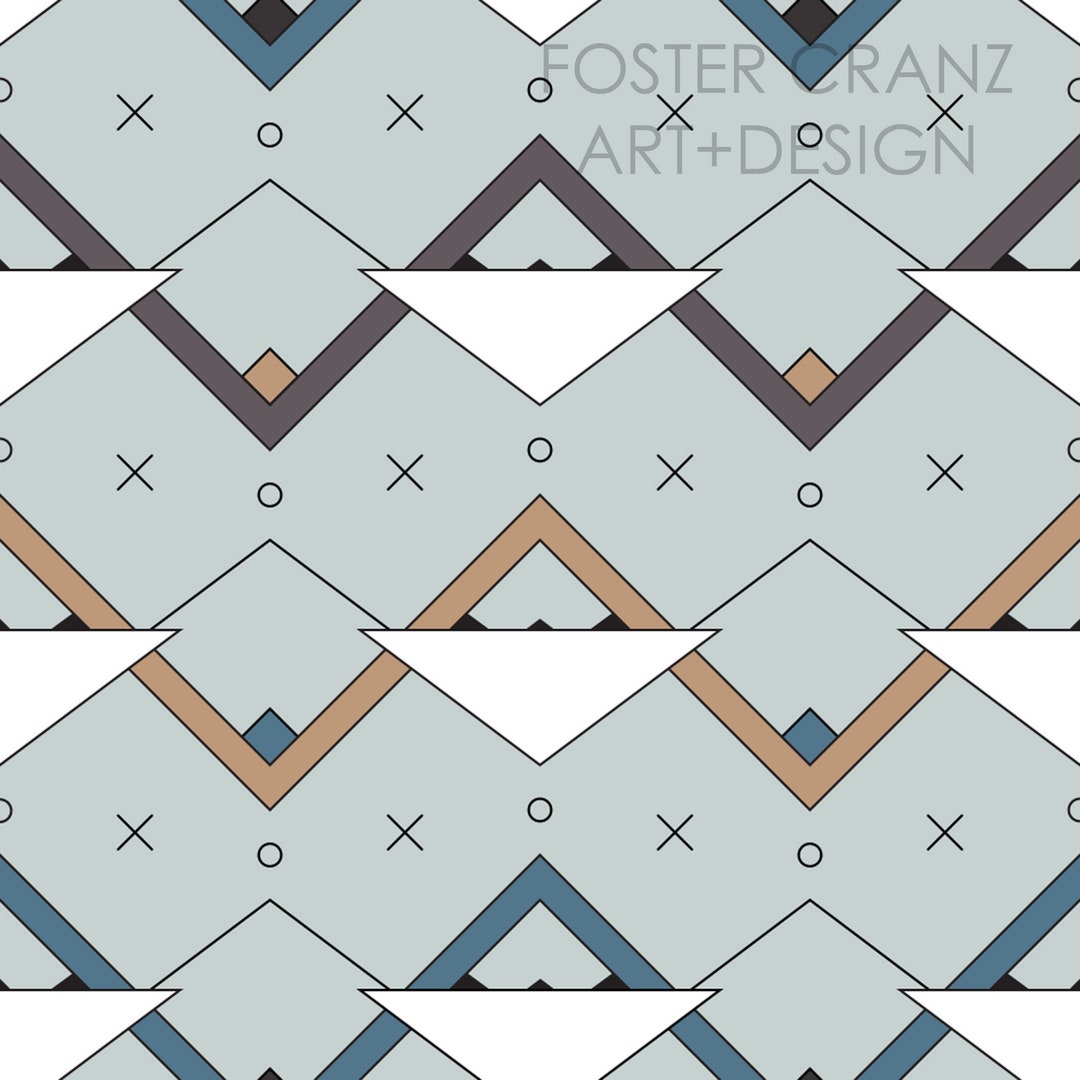 Zig Zag Triangle Blue Print - Digital Pattern Repeat, Zig Zag Triangles ...