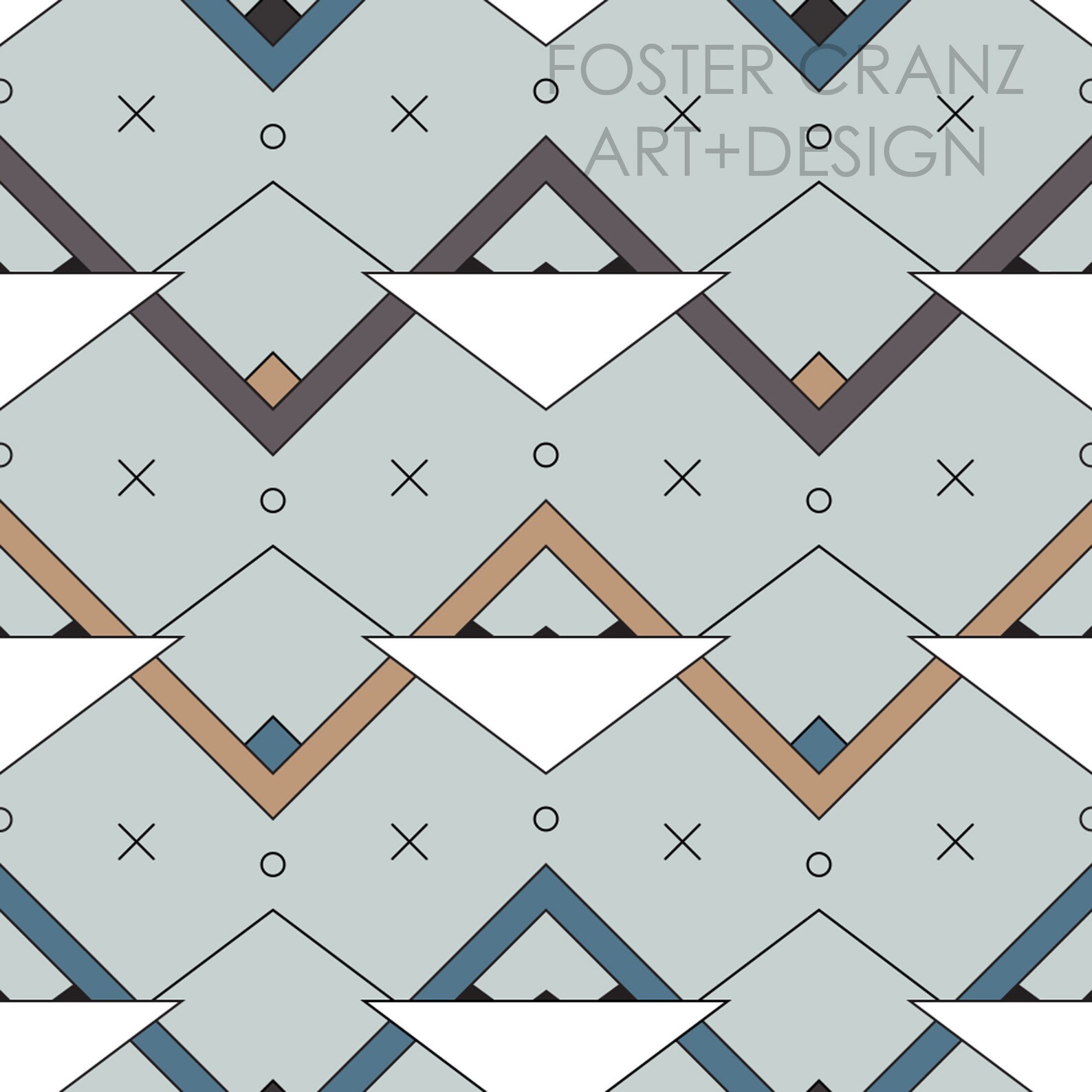 Zig Zag Triangle Blue Print - Digital Pattern Repeat, Zig Zag Triangles ...