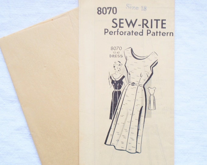 Vintage Sew Rite 8070 Dress Pattern Size 18 Mail Order Dress Pattern - Etsy