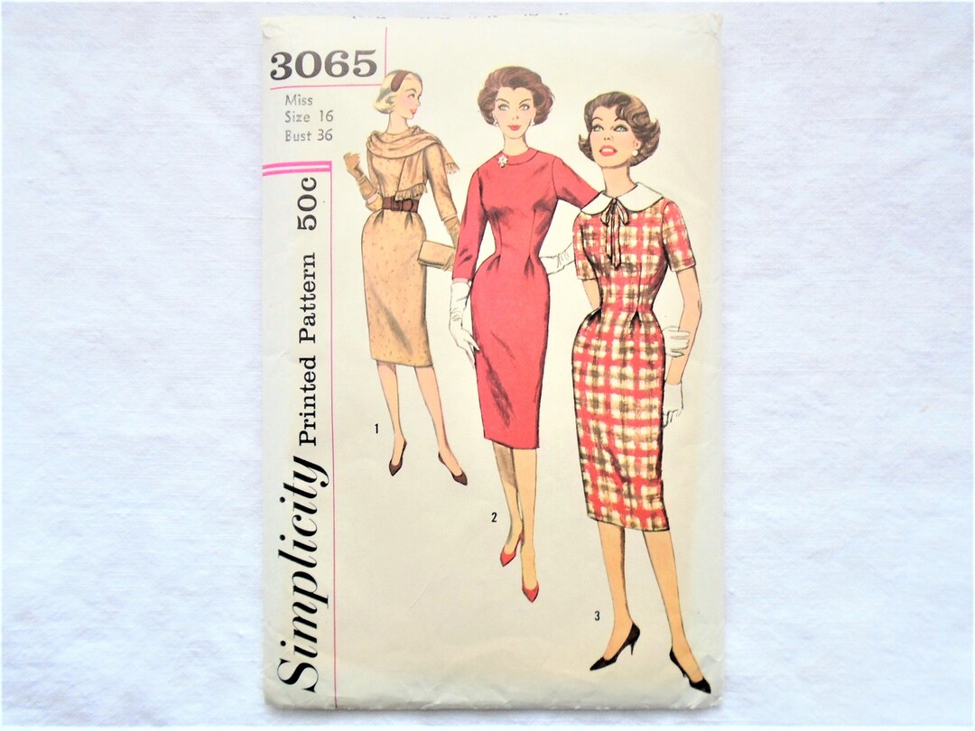 Vintage Simplicity 3065 Dress Pattern Dress Scarf and - Etsy