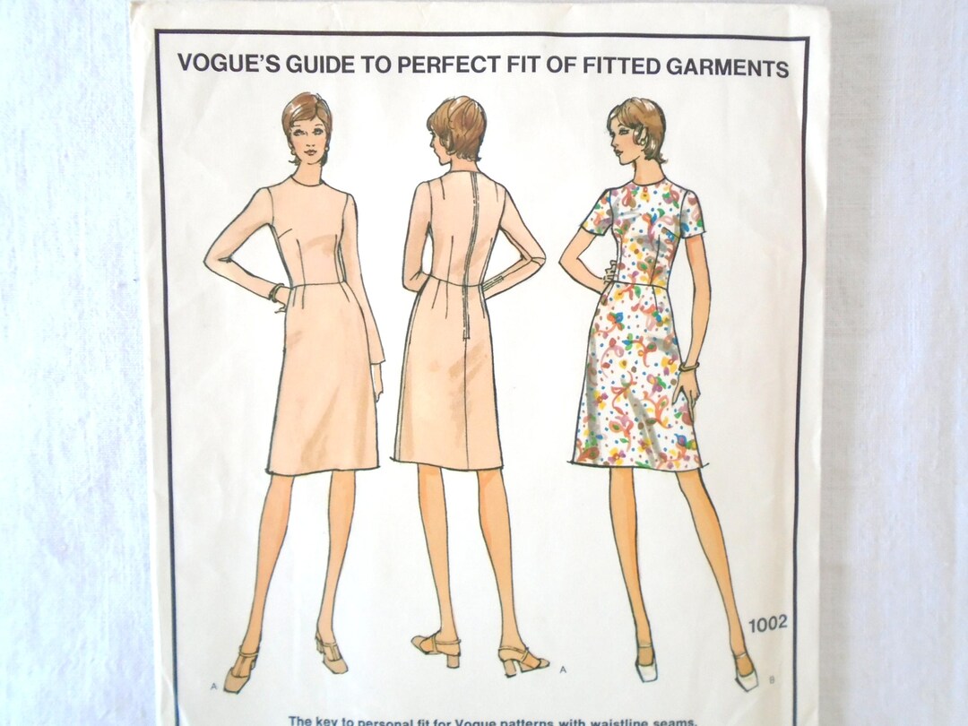Vogue 1002 Basic Fitting Shell and Dress Pattern Size 12 Bust 34 Hip 36 ...