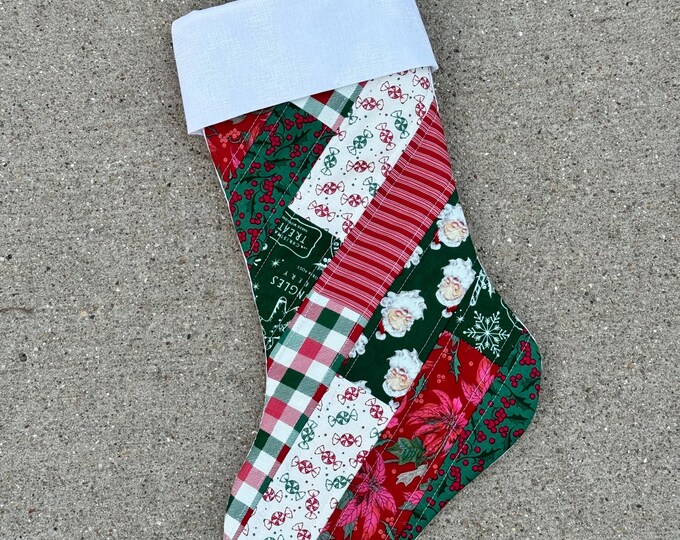 Quilted Christmas Stocking Using Strips, Scrappy Look, Homemade ...