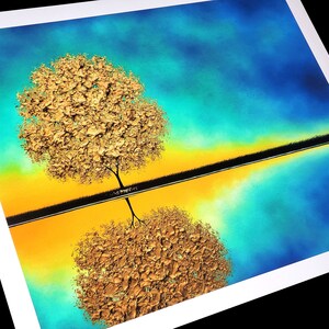 Golden Tree Print, Signed Giclee Print, Contemporary Landscape Art ...