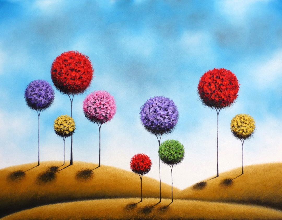 Modern Abstract Trees Art Print, Geometric Art, Retro Mid Century ...