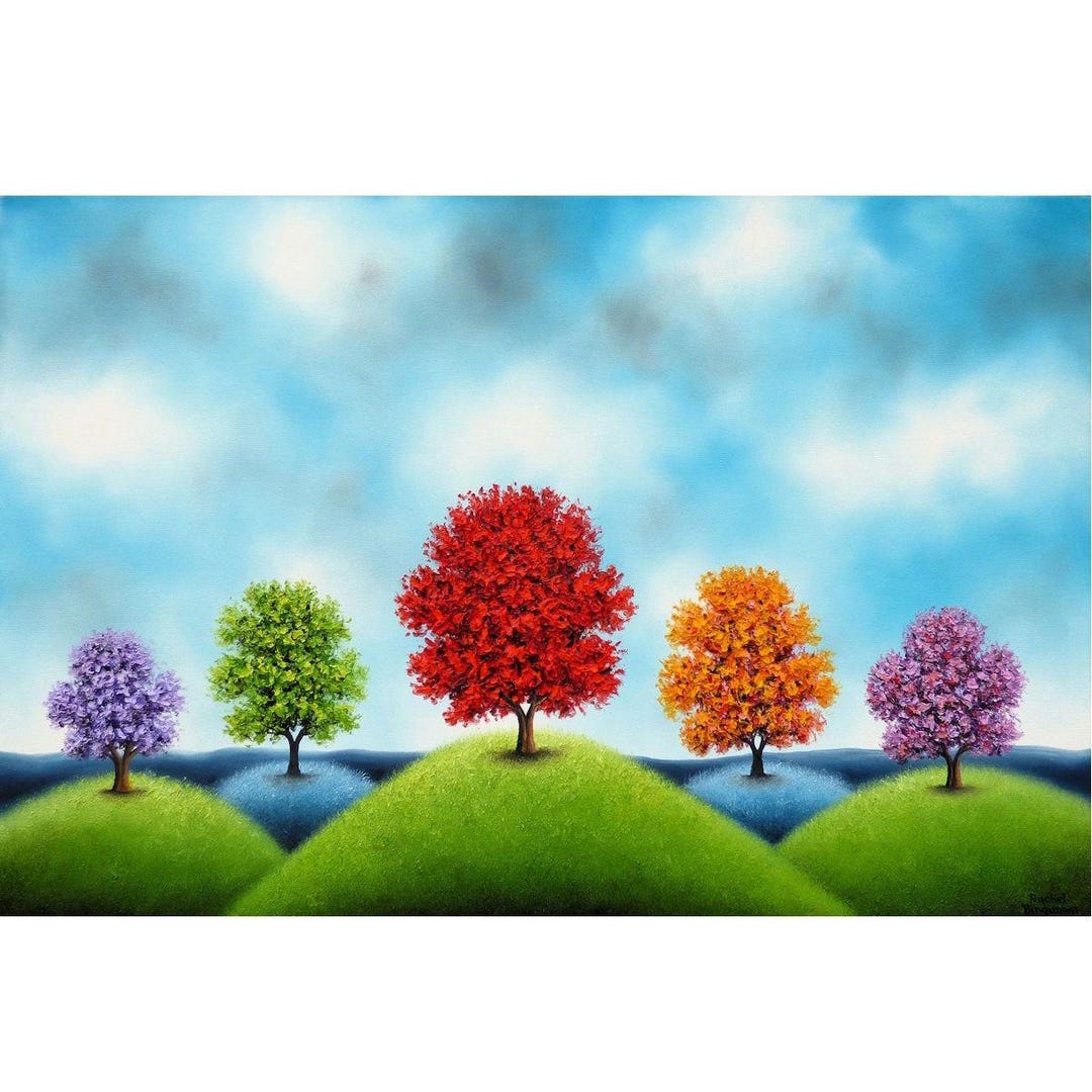 Colorful Trees Impasto Oil Painting, Expressionist Landscape Art, 36x24 ...