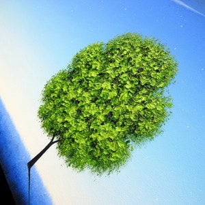 Contemporary Landscape Cobalt Blue Night Green Tree - Etsy