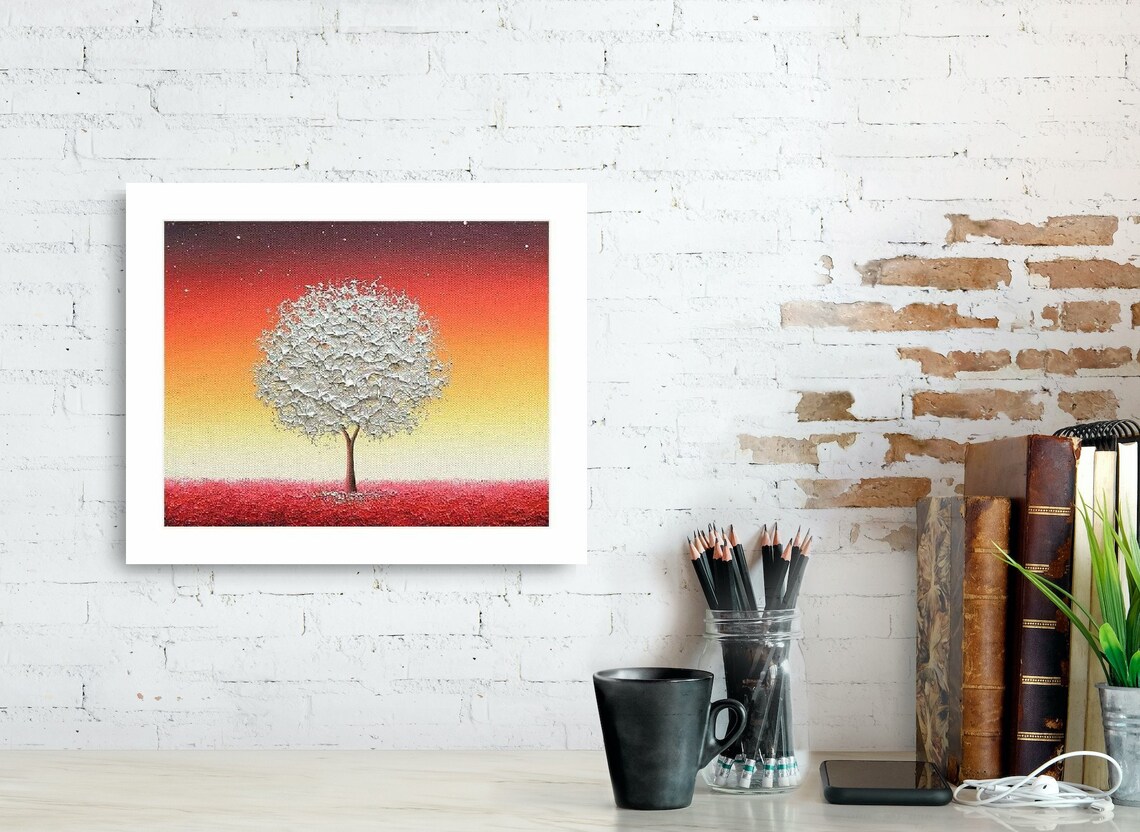 Silver Tree Art Print Tree at Night Wall Art Whimsical Art - Etsy