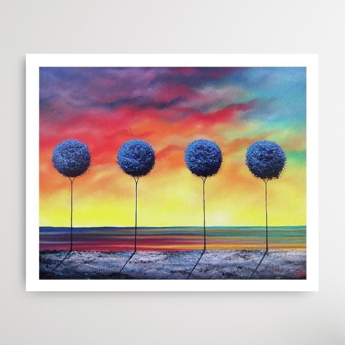 Abstract Trees Geometric Art Print Colorful Contemporary Tree | Etsy