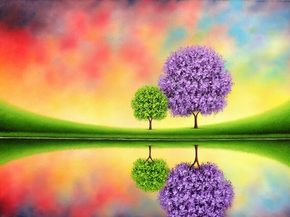 Colorful Landscape Painting ORIGINAL Oil Painting on Canvas | Etsy