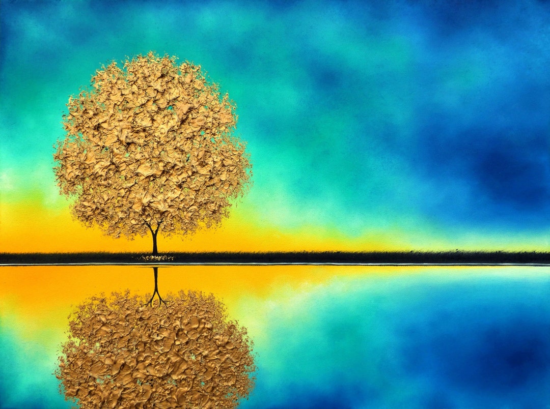 Golden Tree Print, Signed Giclee Print, Contemporary Landscape Art ...