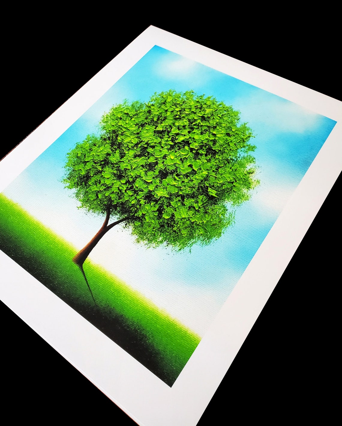 Green Tree Print Cheerful Blue Skies Summer Art Wall - Etsy