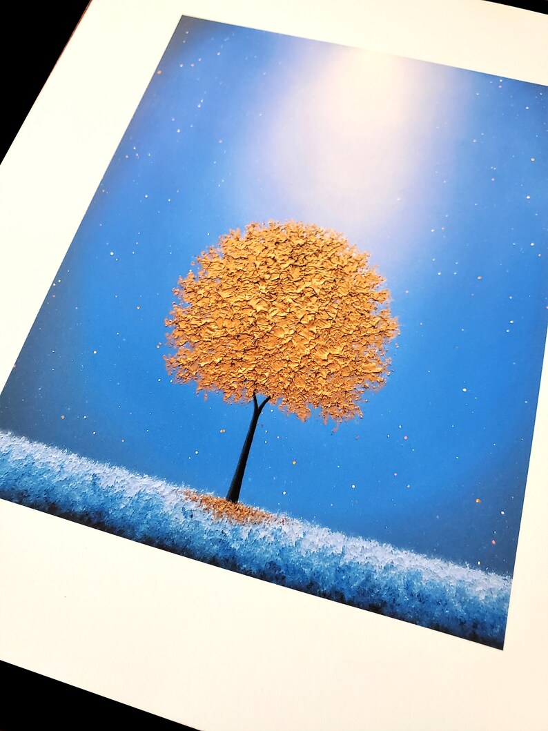 Gold Tree Print Tree of Life Wall Art Mini Art Print Blue - Etsy