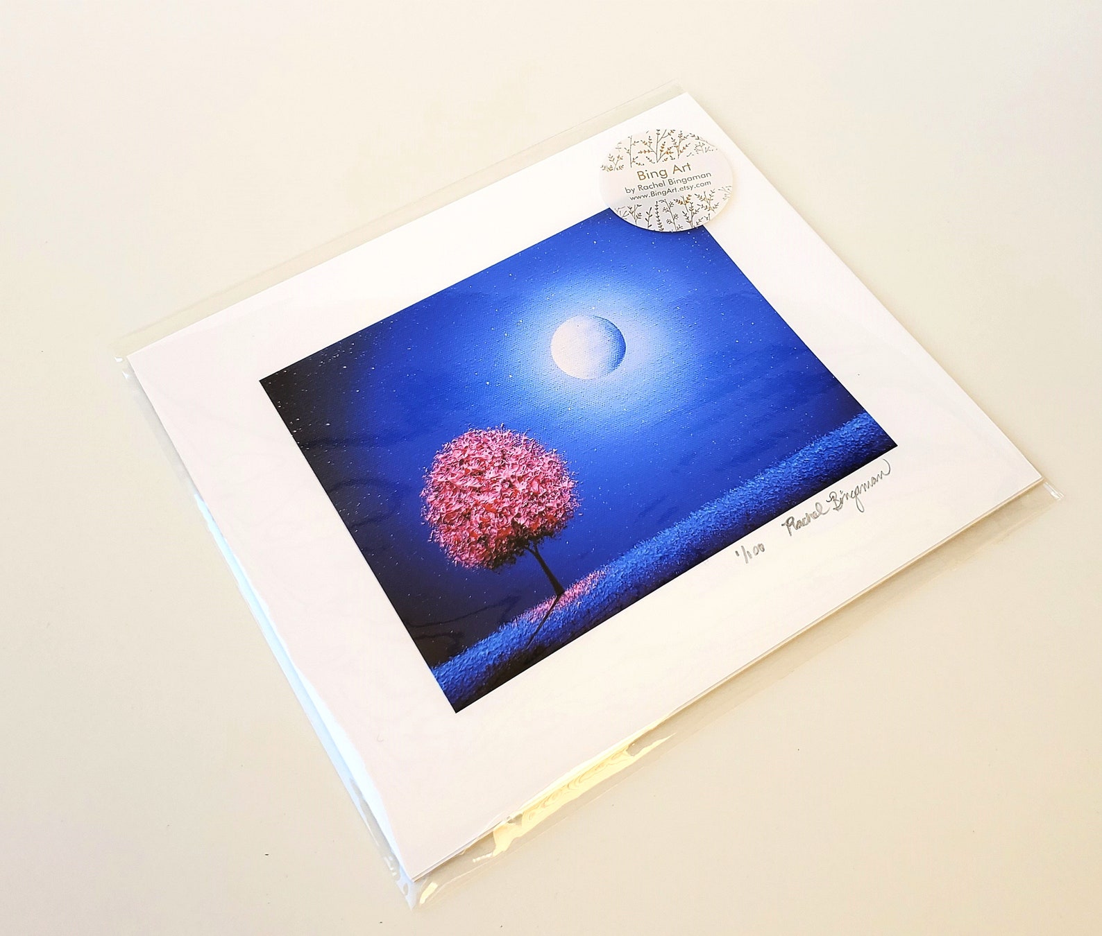 Pink Tree Print Modern Cherry Blossom Wall Art Mini Art | Etsy