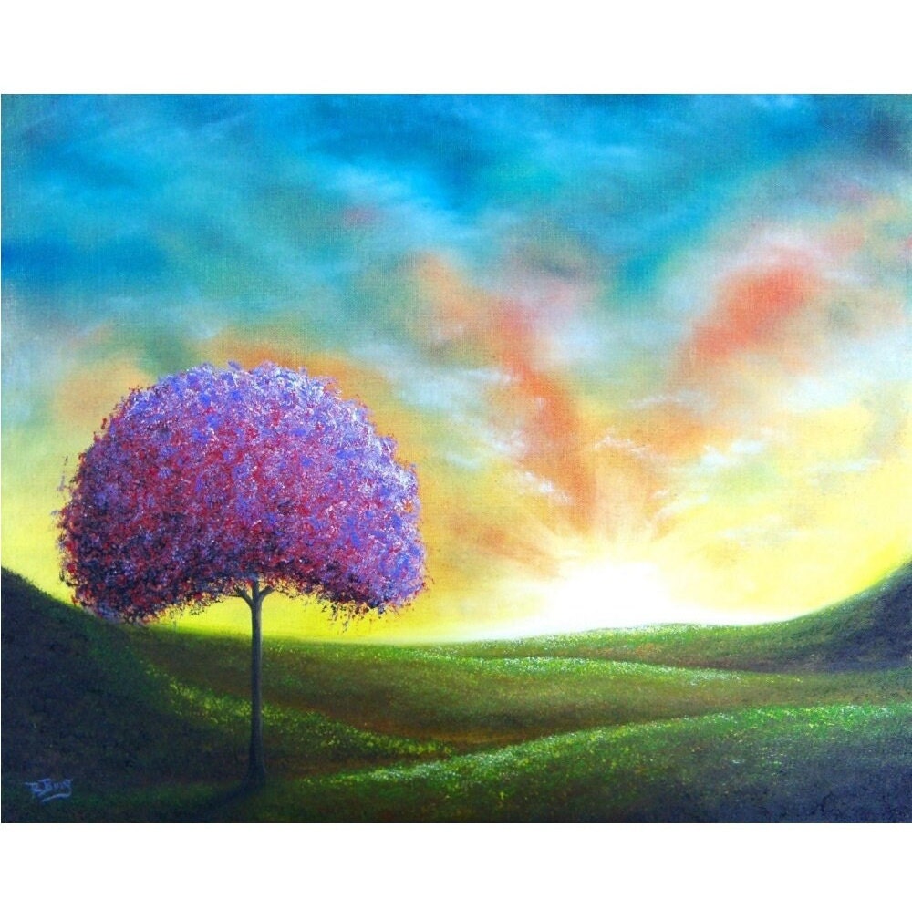 Purple Tree Art Print, Colorful Art Giclee Print of Lavender Tree ...