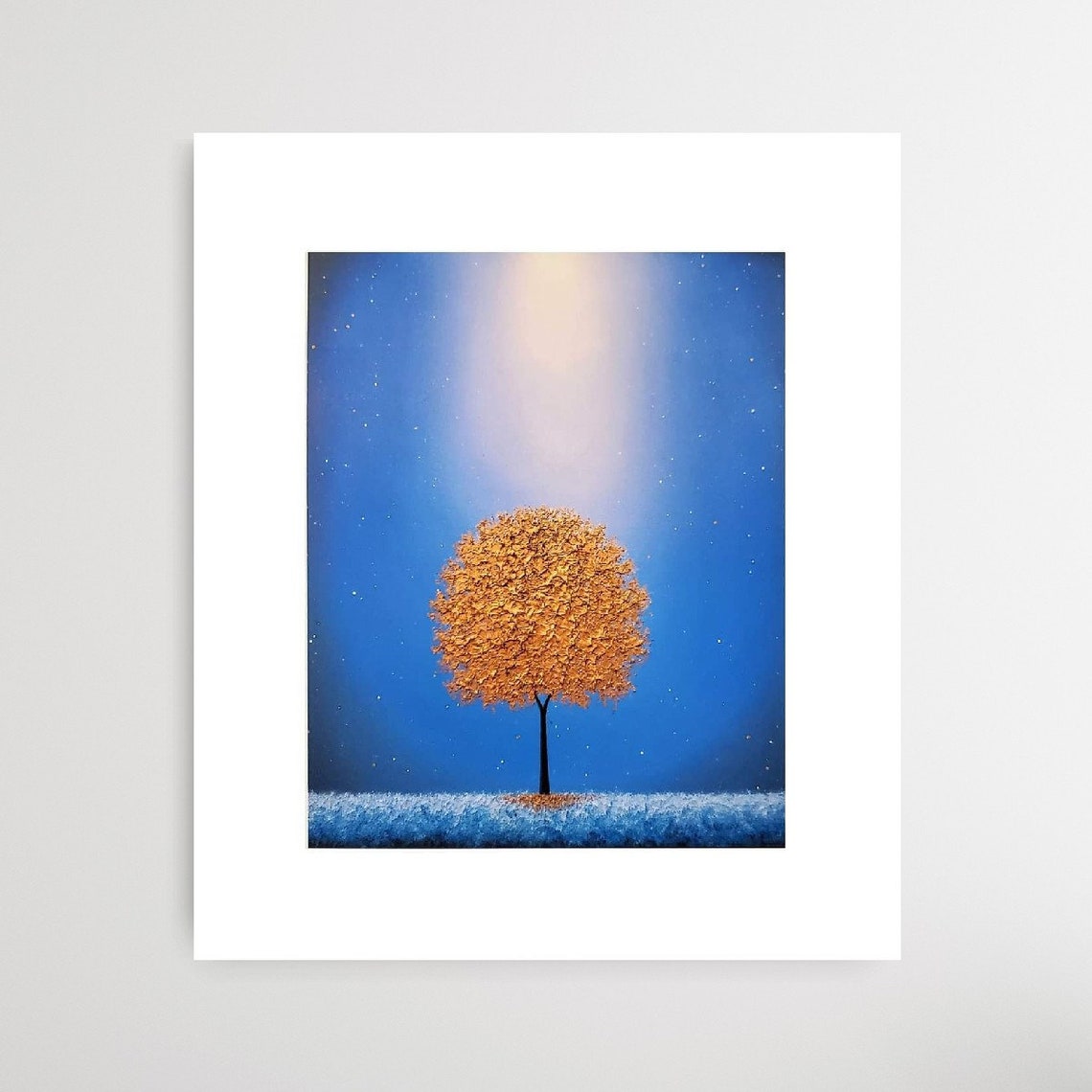 Gold Tree Print Tree of Life Wall Art Mini Art Print Blue - Etsy