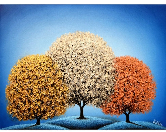 Metallic Tree Painting, Textured ORIGINAL Oil Painting, Gold, Silver ...