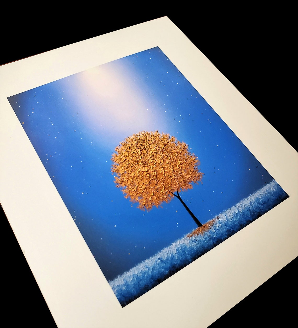 Gold Tree Print Tree of Life Wall Art Mini Art Print Blue - Etsy