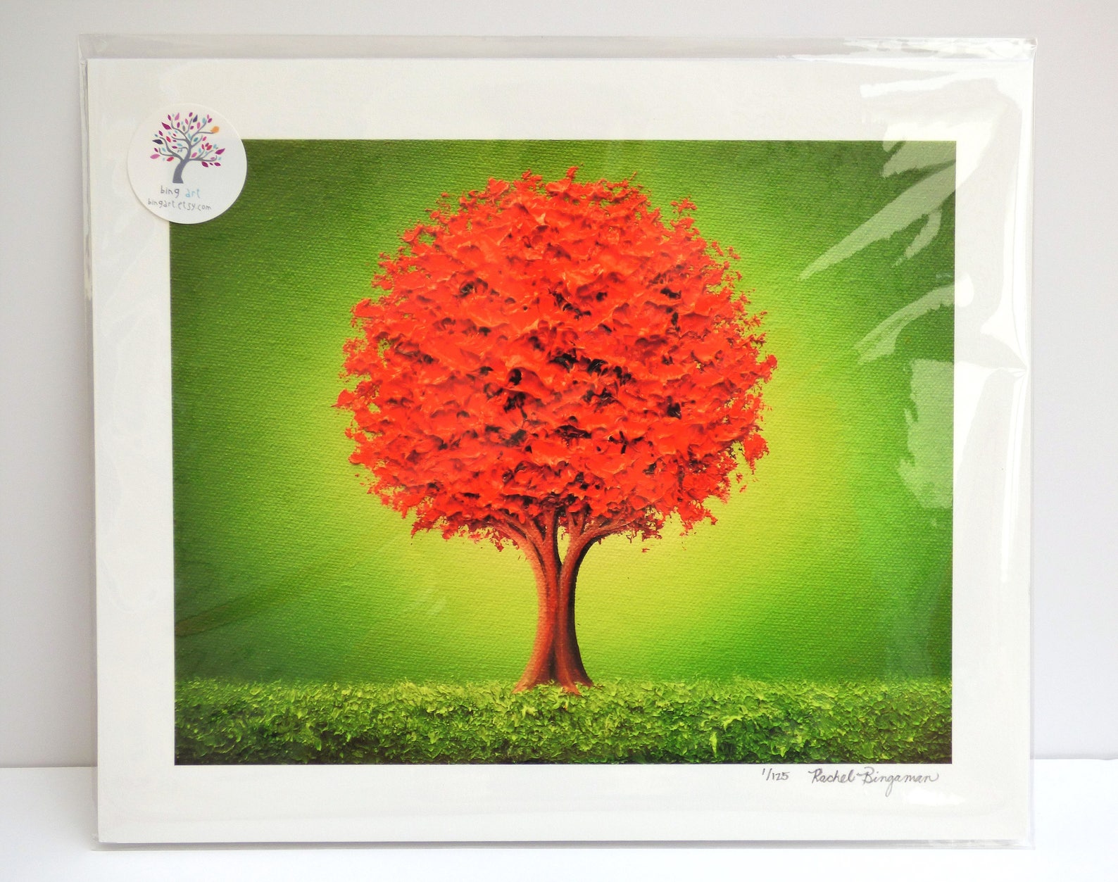 LIMITED Edition Art Print of Textured Red Tree Painting Red - Etsy