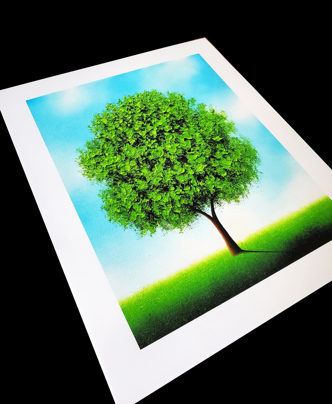 Green Tree Print Cheerful Blue Skies Summer Art Wall - Etsy