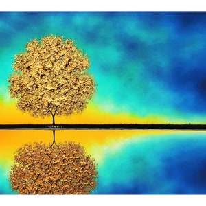 Golden Tree Print, Signed Giclee Print, Contemporary Landscape Art ...