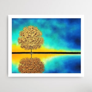Golden Tree Print, Signed Giclee Print, Contemporary Landscape Art ...