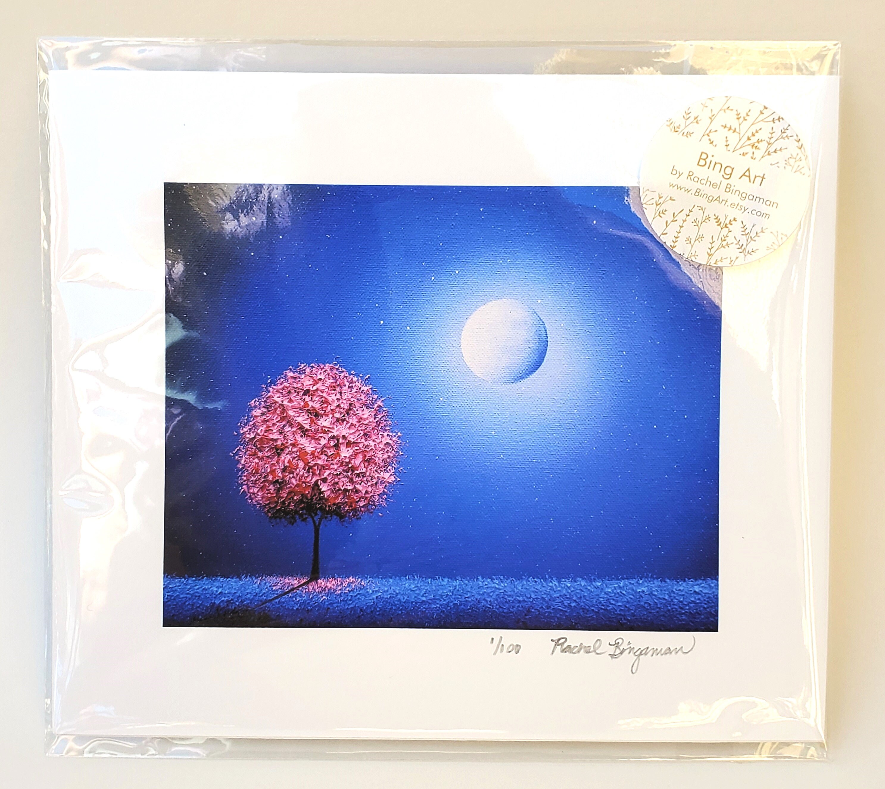 Pink Tree Print Modern Cherry Blossom Wall Art Mini Art - Etsy