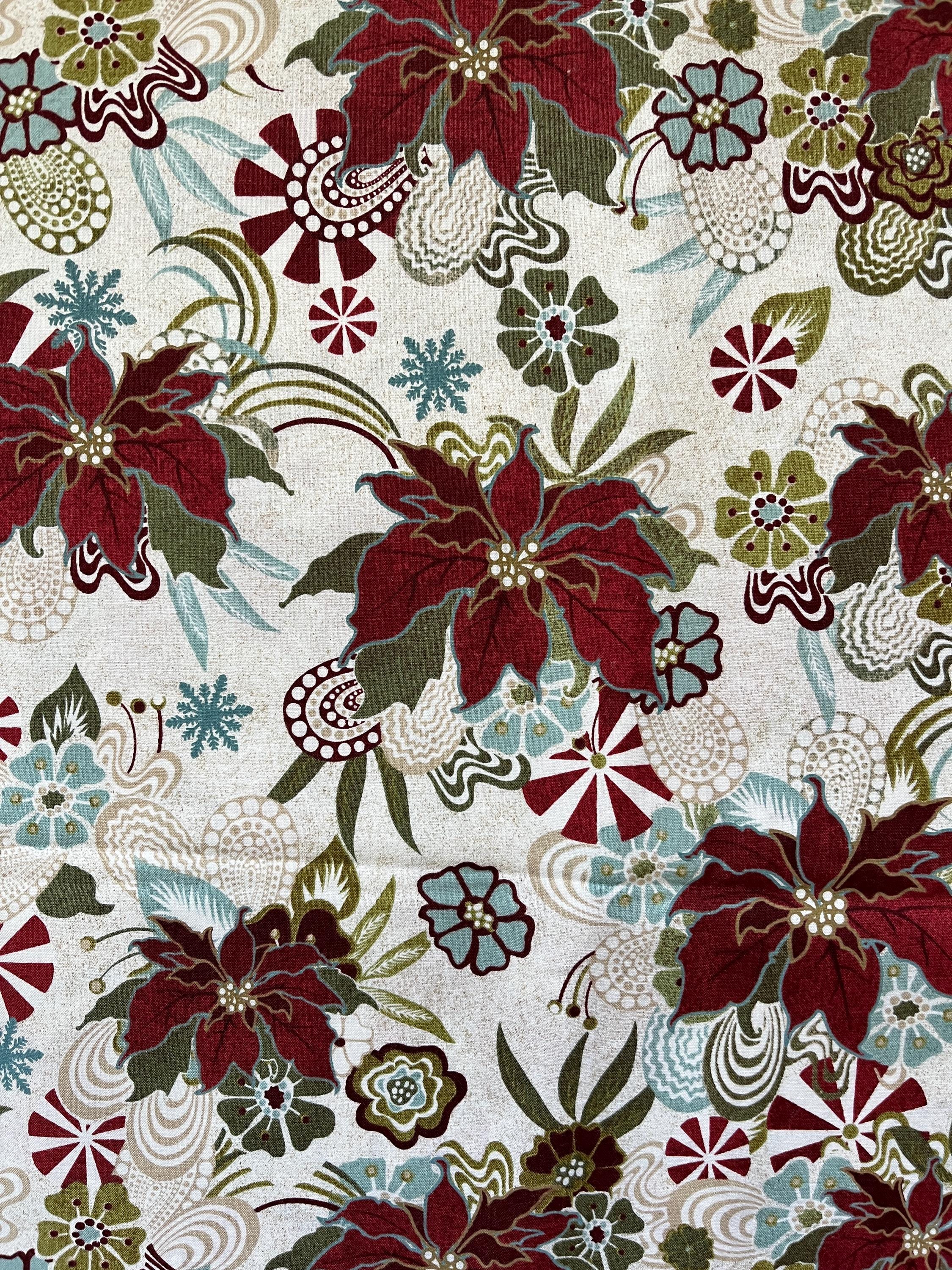 Basic Grey Figgy Pudding Poinsettias, 1 Yard, Christmas Quilting Crafting Fabric - Etsy
