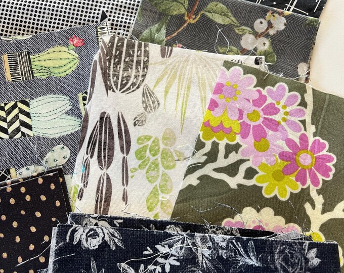 5.2oz Black Grey Fabric Scraps, Designer Scrap Bag - Etsy