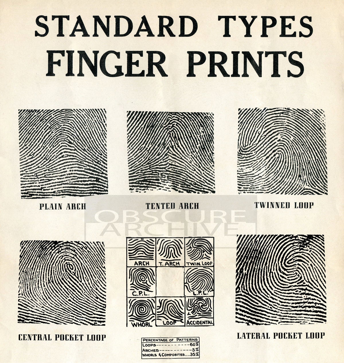 FINGERPRINTS - Restored 1930's Chart for Fingerprint Identification ...