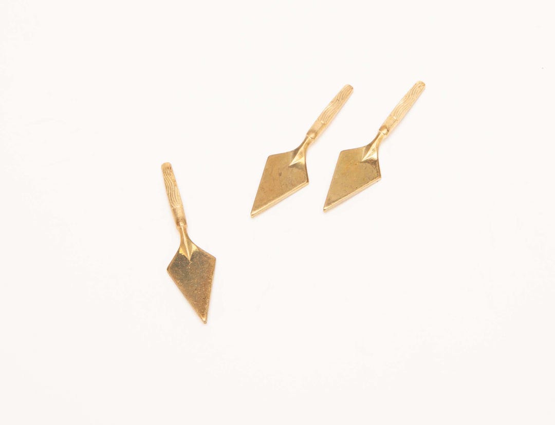 MASONIC ARTIFACTS - 3 Small Gold Metal Trowels - Nice Detail on Handle ...