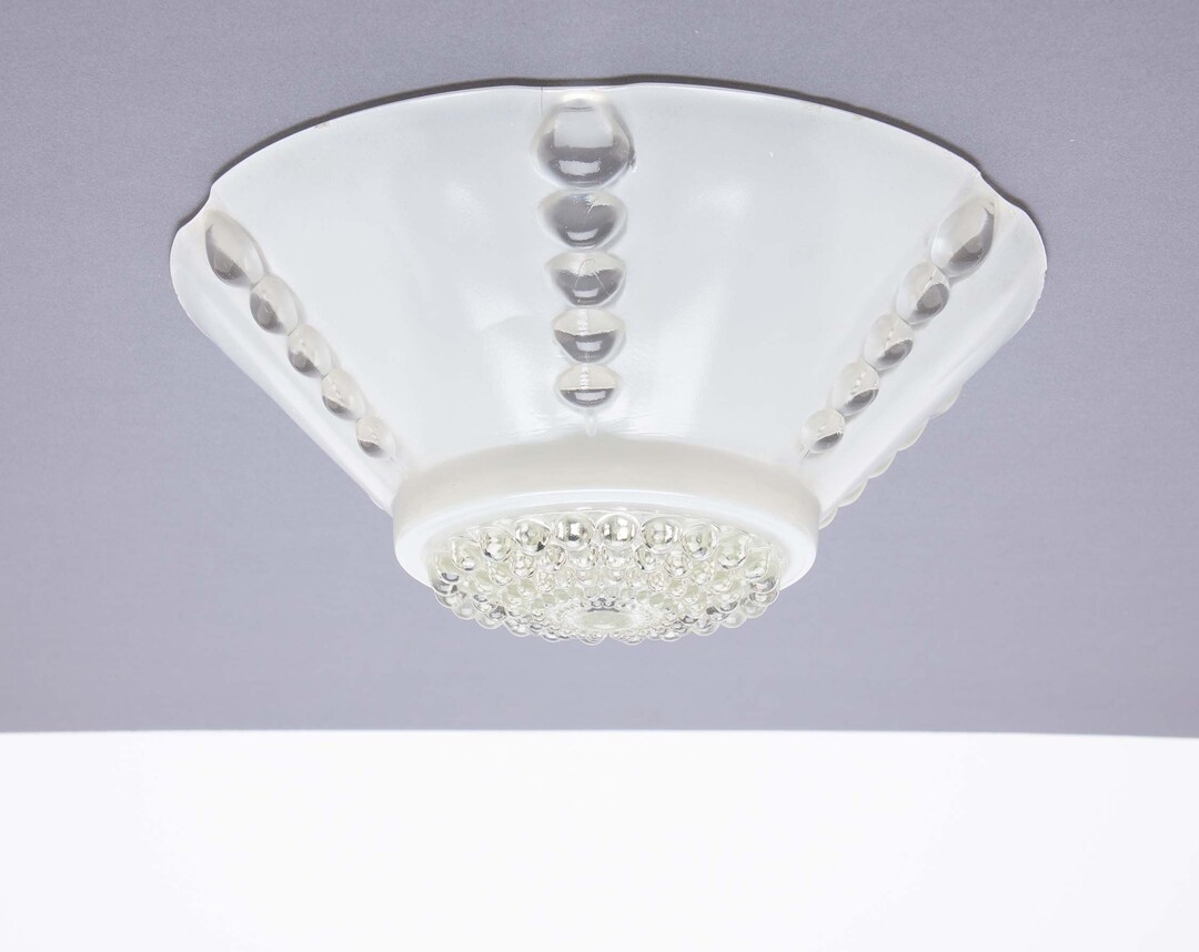 Art Deco White Glass Ceiling Lamp Shade - 10.5" Round - Unique Bubble ...