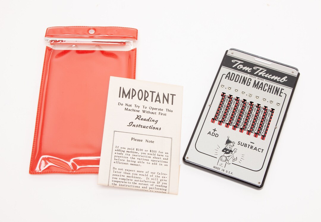 Vintage TOM THUMB Adding Machine With Instructions & Stylus in Original ...