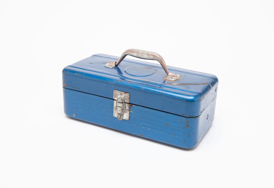 Vintage SIMONSEN Tool Box - Blue - All Metal With Parts Tray - Great ...