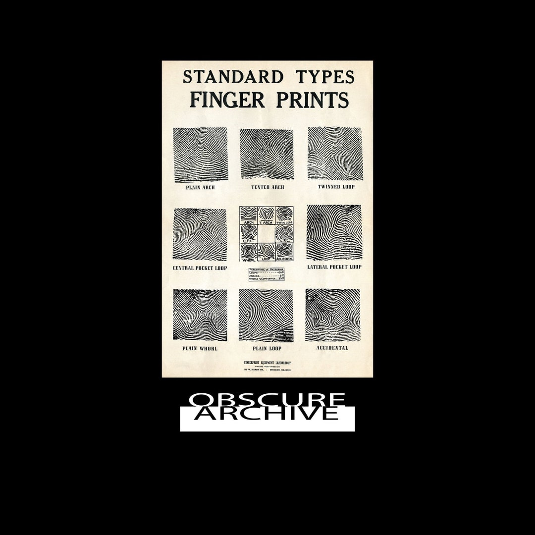 FINGERPRINTS - Restored 1930's Chart for Fingerprint Identification ...