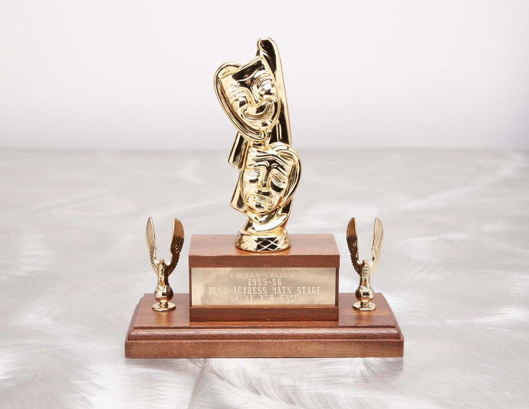 1980's BEST ACTRESS TROPHY - Beautiful Design Detail in Theater Masks ...