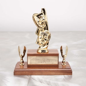 1980's BEST ACTRESS TROPHY - Beautiful Design Detail in Theater Masks ...