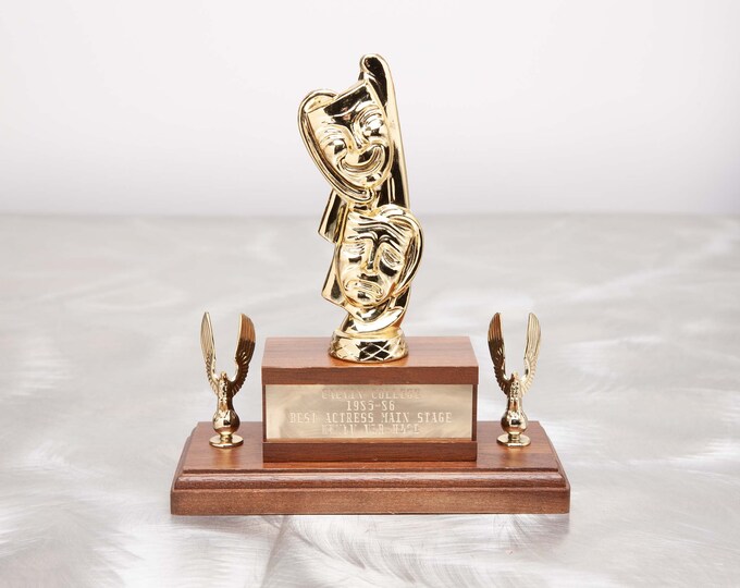 1980's BEST ACTRESS TROPHY - Beautiful Design Detail in Theater Masks ...