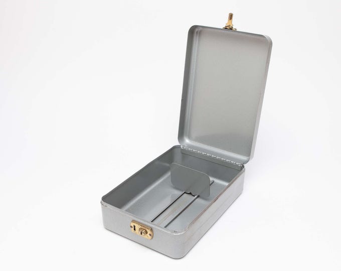 Vintage 1960's Metal Document Box - Check File Box - Silver Finish With ...
