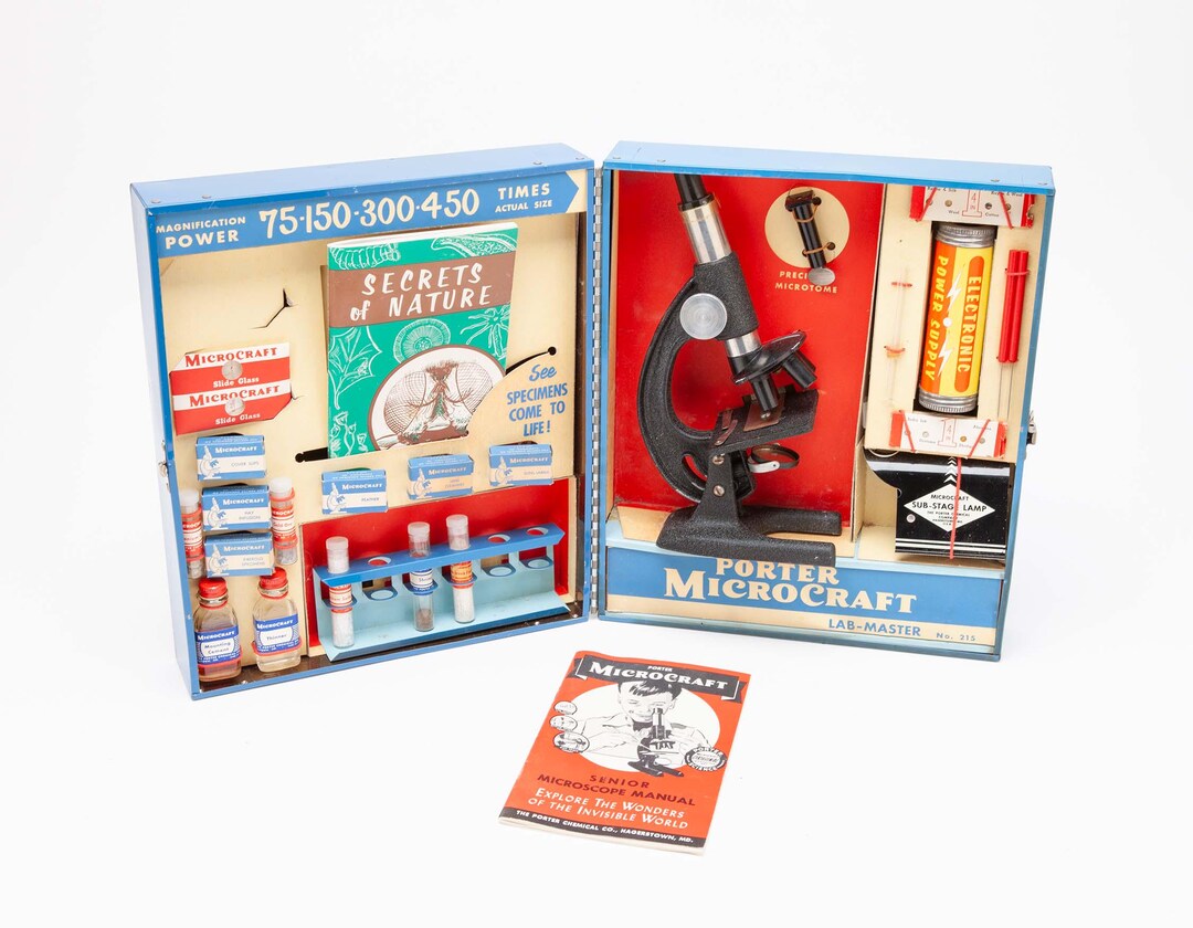 PORTER MICROCRAFT Microscope Set - Model 215 - Vintage 1960's Science Set - Complete With ...