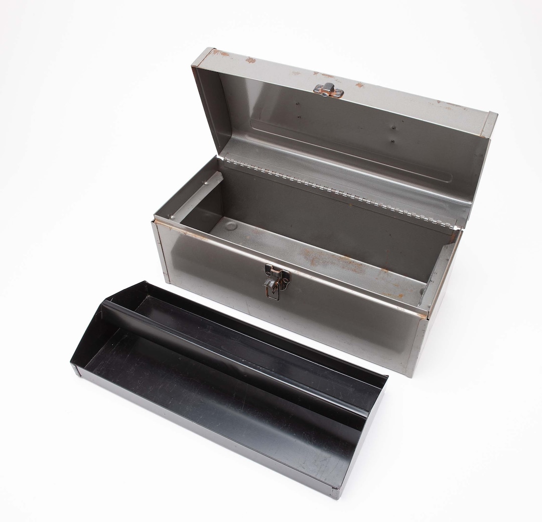 Vintage Gray Tool Box Heavy All Steel Construction Lift Out Tray - Etsy
