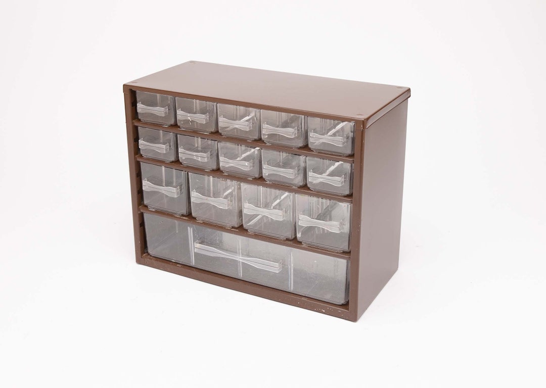 15 Drawer RACCO Cabinet Metal Case With Clear Plastic Drawers Great ...