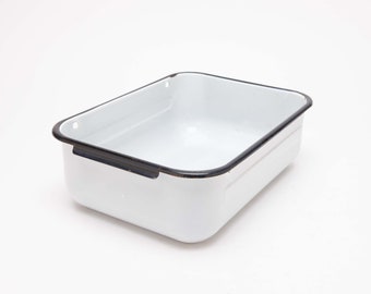 Vintage Enamelware Refrigerator "hydrator" Drawer - White With Black ...