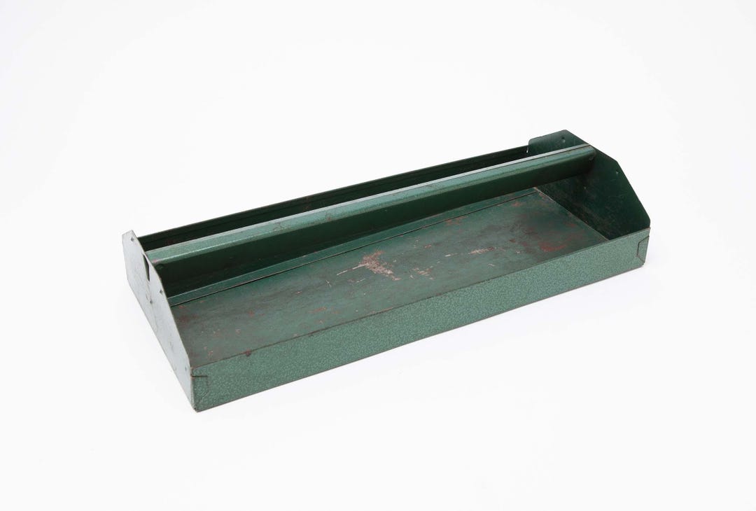 Vintage Industrial Metal Tool Tray Large Size Green Painted Finish ...